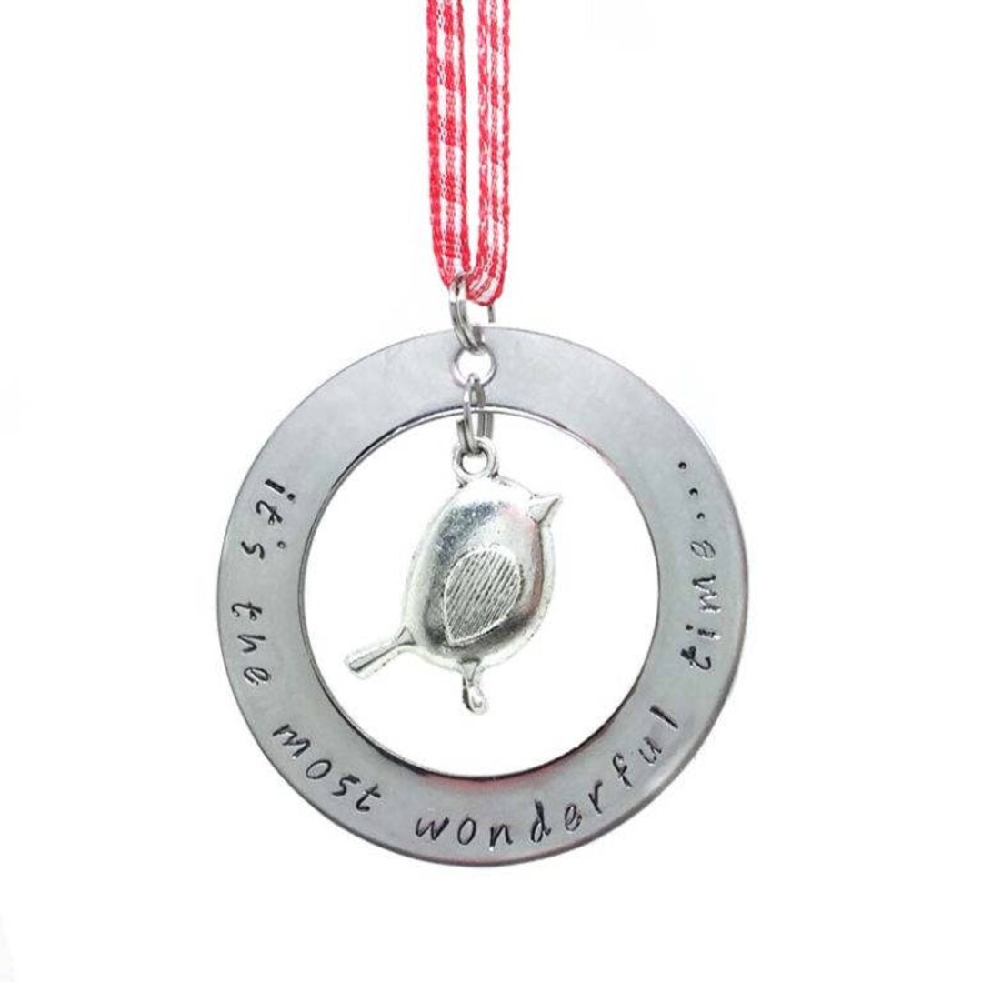 Personalized Robin Memorial Ornament: Hand Stamped Christmas Bauble - Etsy