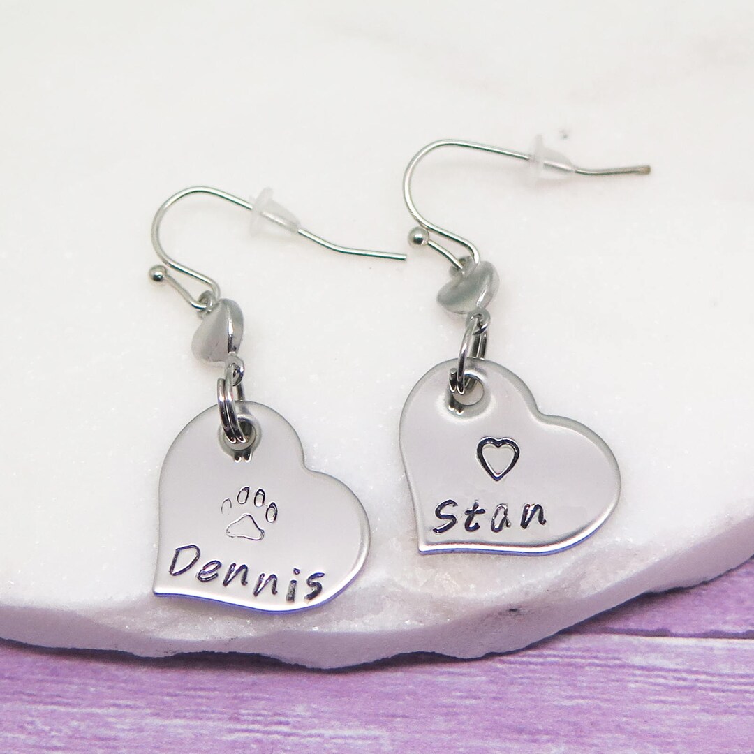 Personalized Earrings - Custom Earrings - Hand Stamped Jewelry - Dangle ...