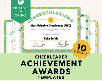 Editable Blue Cheerleading Awards Certificate, Printable Cheer ...