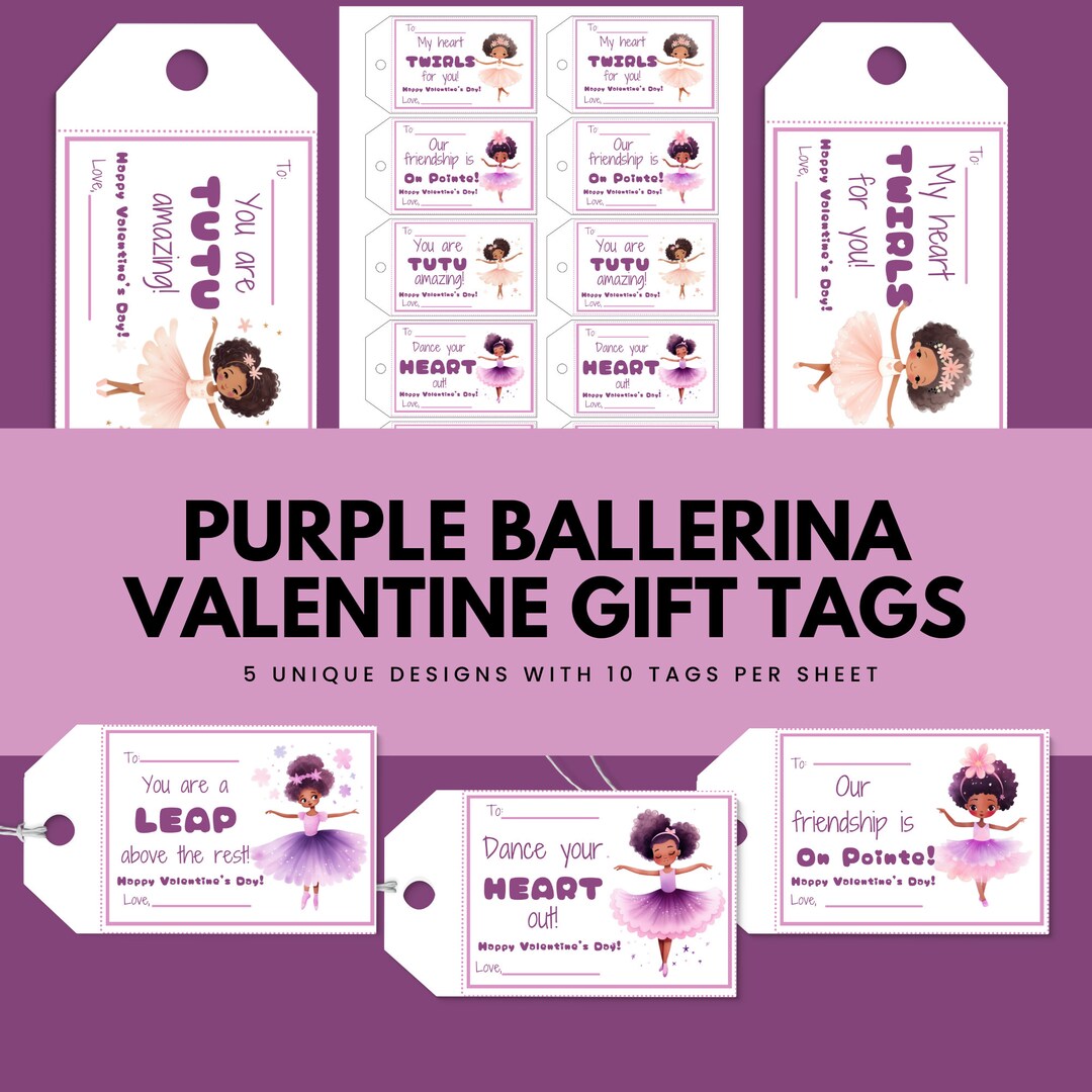 Ballerina Valentine Tags - Printable Valentines for Dancers - Kids ...