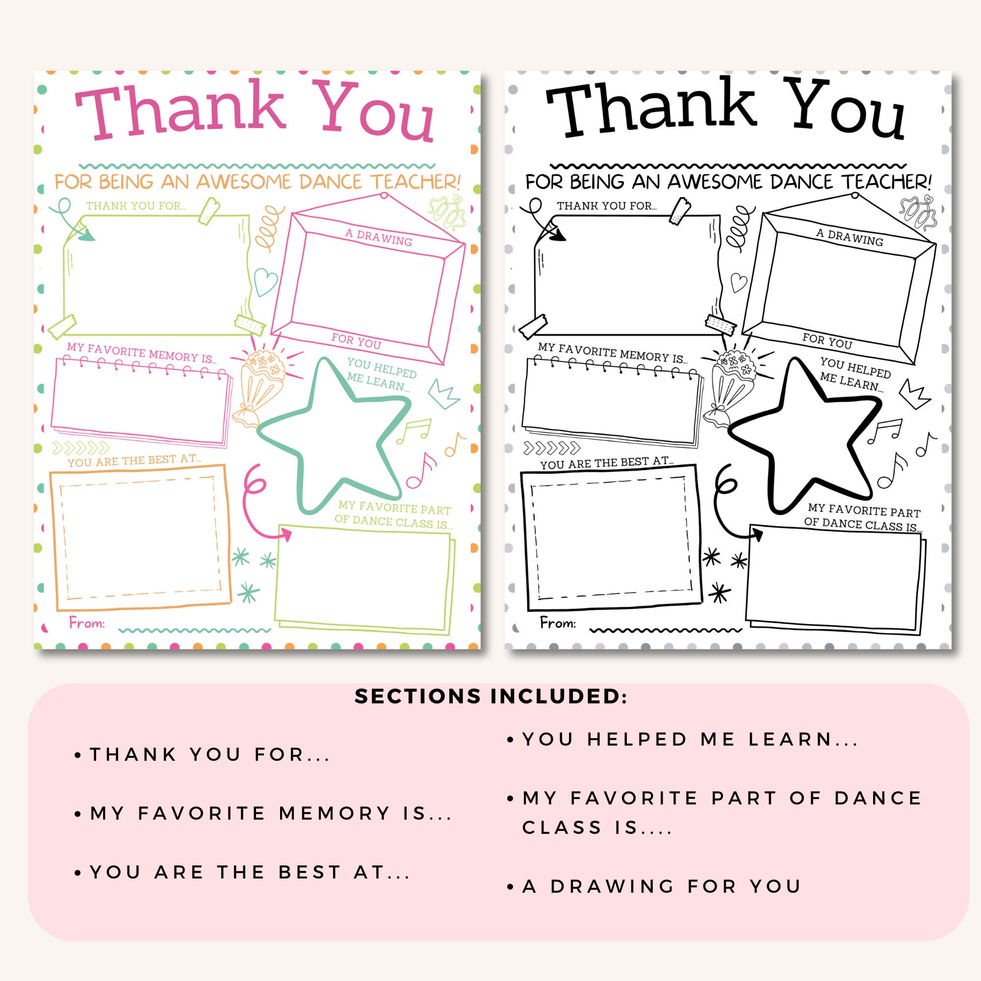 Dance Teacher Appreciation Printable - Fill in the Blank Thank You ...