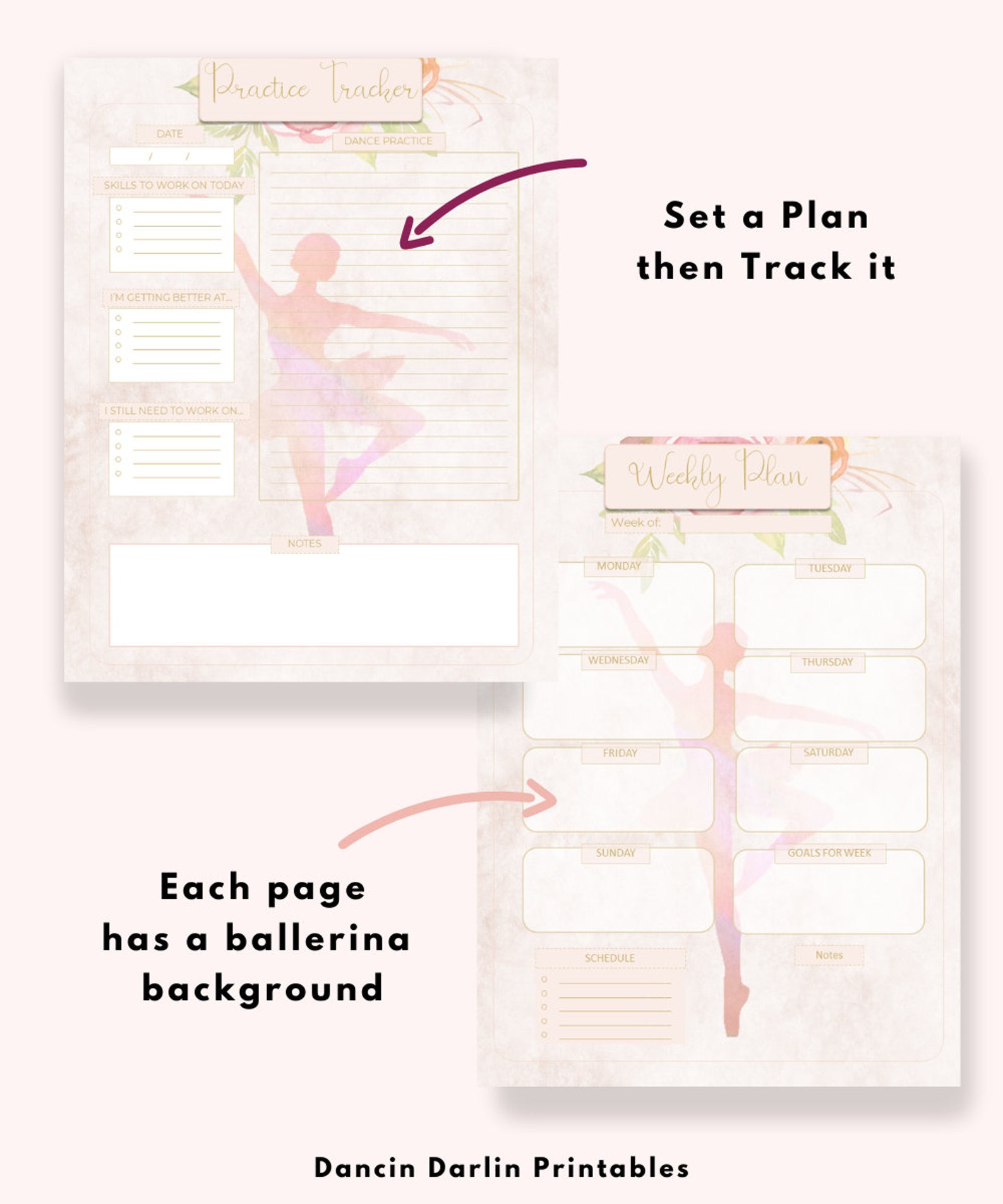 Ballerina Dance Journal Dancer Planning Pages Instant - Etsy