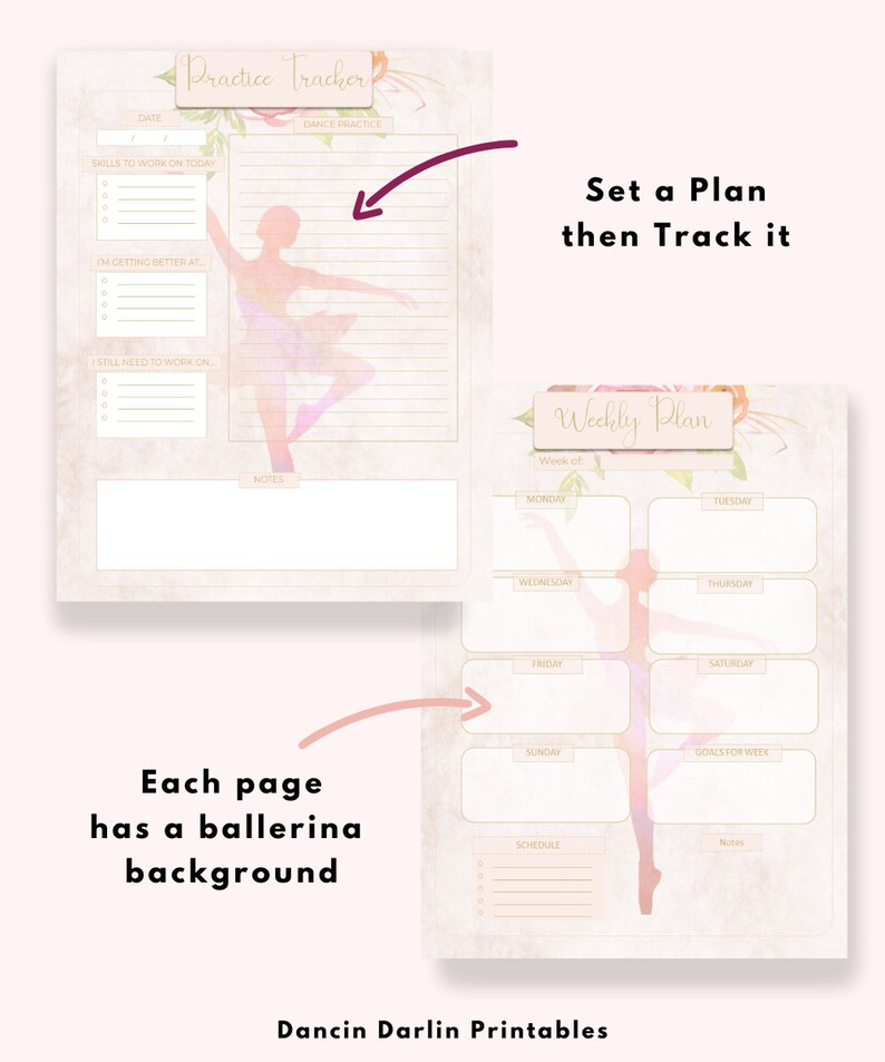 Ballerina Dance Journal - Dancer Planning Pages - Instant Download - Etsy