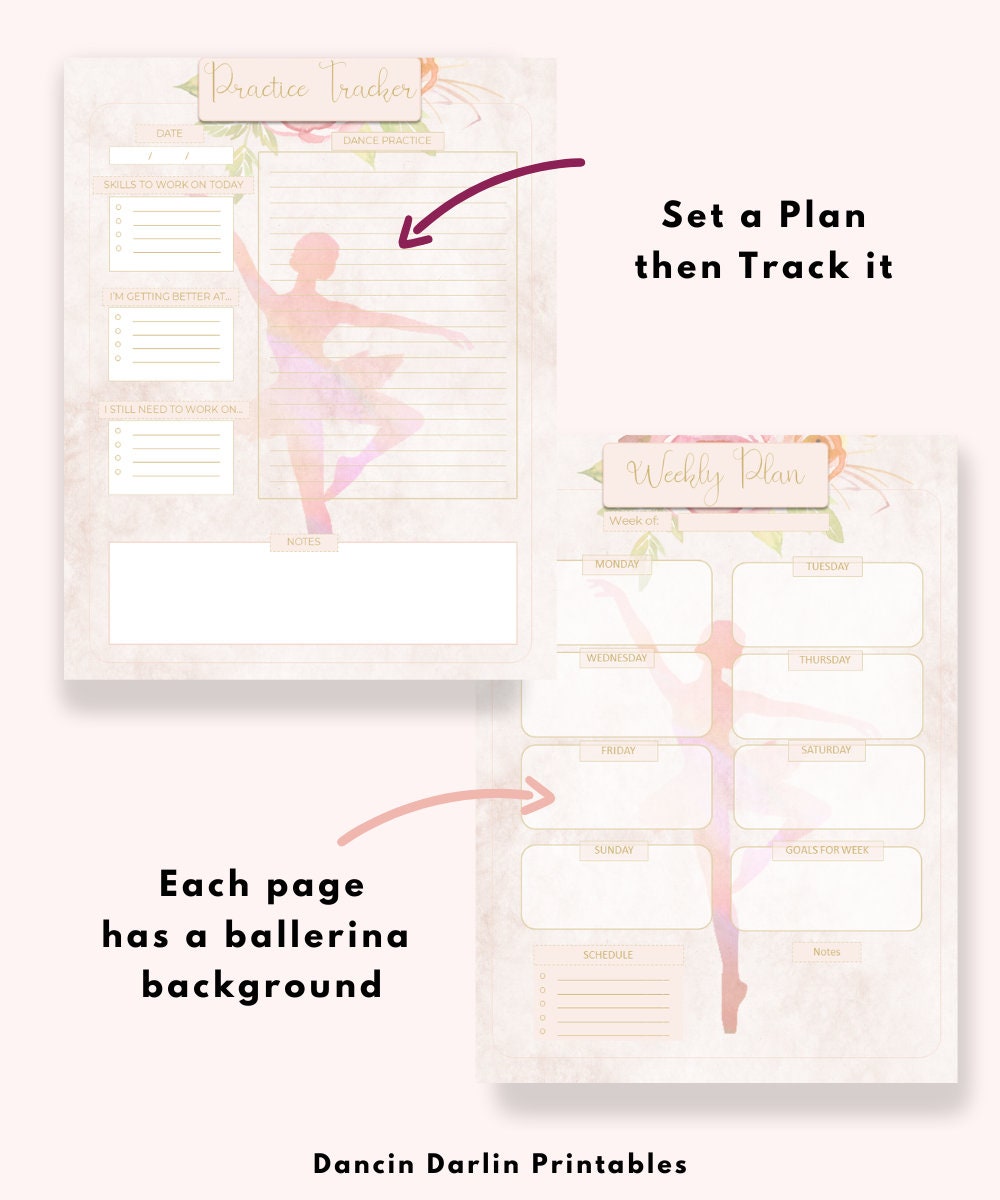 Ballerina Dance Journal Dancer Planning Pages Instant - Etsy