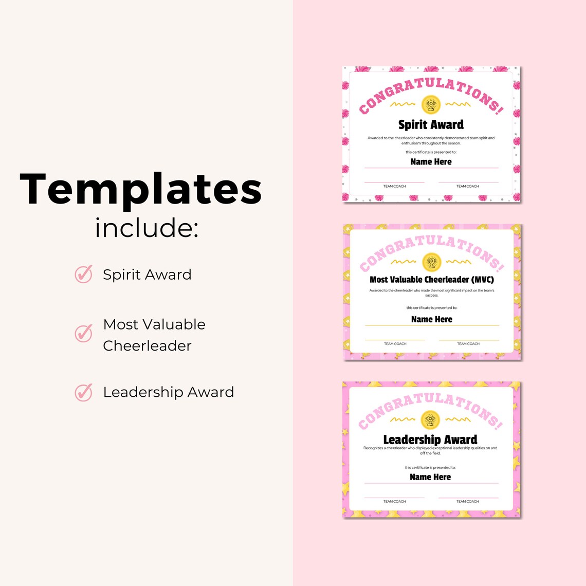 Editable Cheerleading Awards Certificate, Printable Cheer Recognition ...