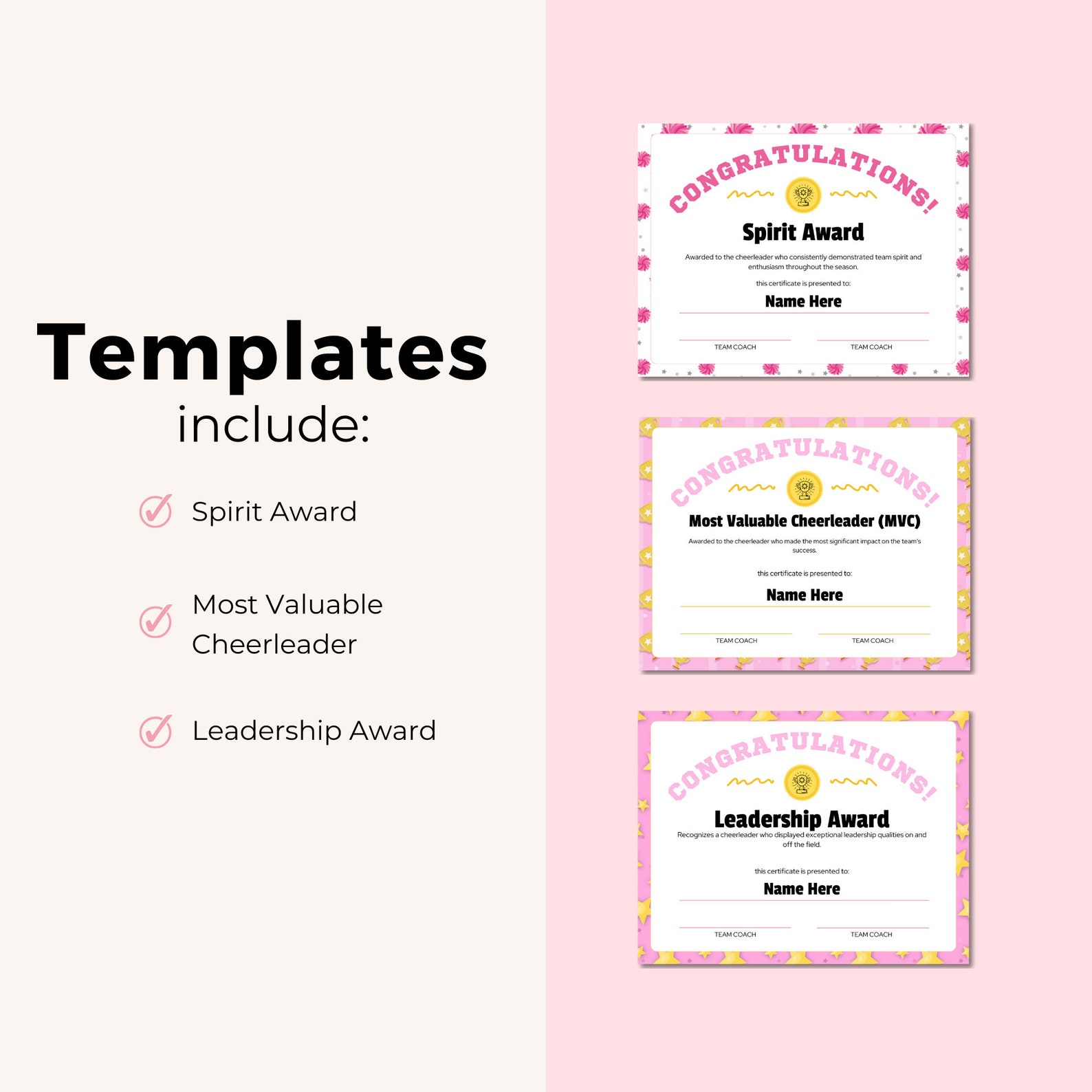 Editable Cheerleading Awards Certificate, Printable Cheer Recognition ...