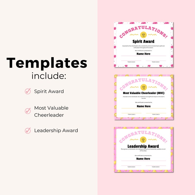 Editable Cheerleading Awards Certificate, Printable Cheer Recognition ...