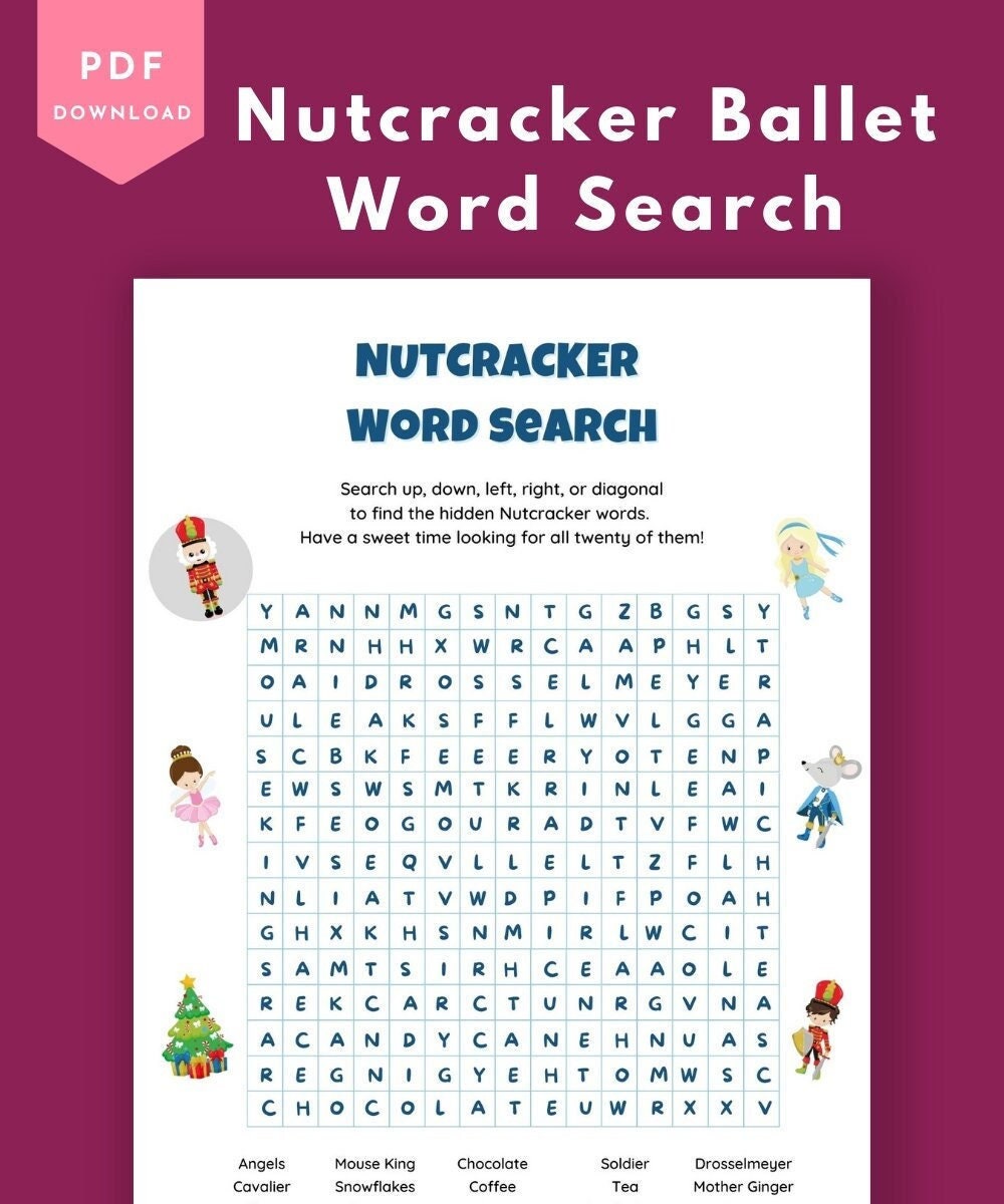Nutcracker Ballet Word Search - Dance Class Printables - Dance ...