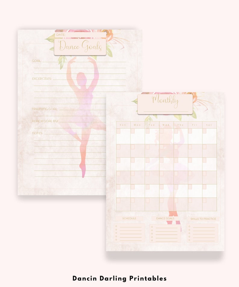 Ballerina Dance Journal - Dancer Planning Pages - Instant Download - Etsy