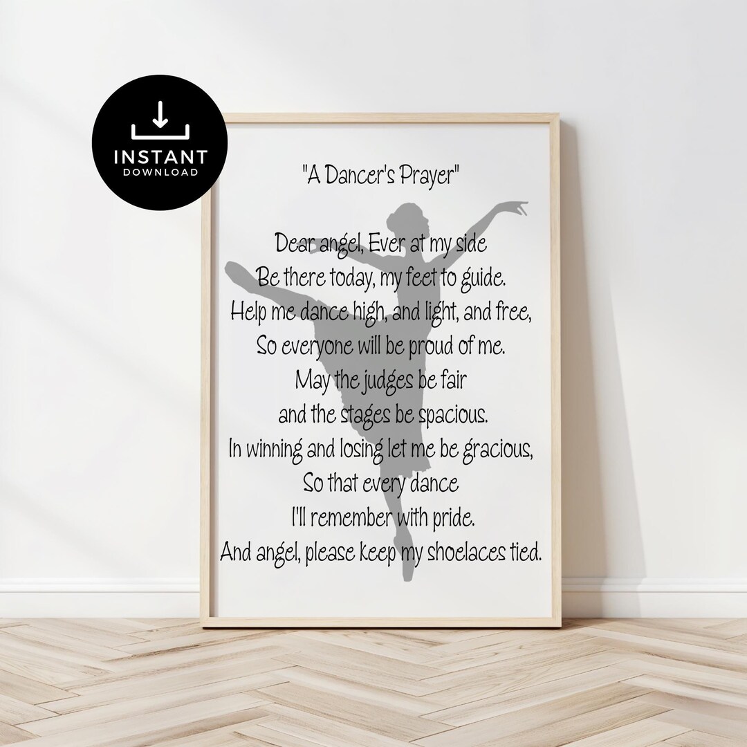 Dancer Gifts for Young Girls, Dancer's Prayer Art, Inspirational Dance ...