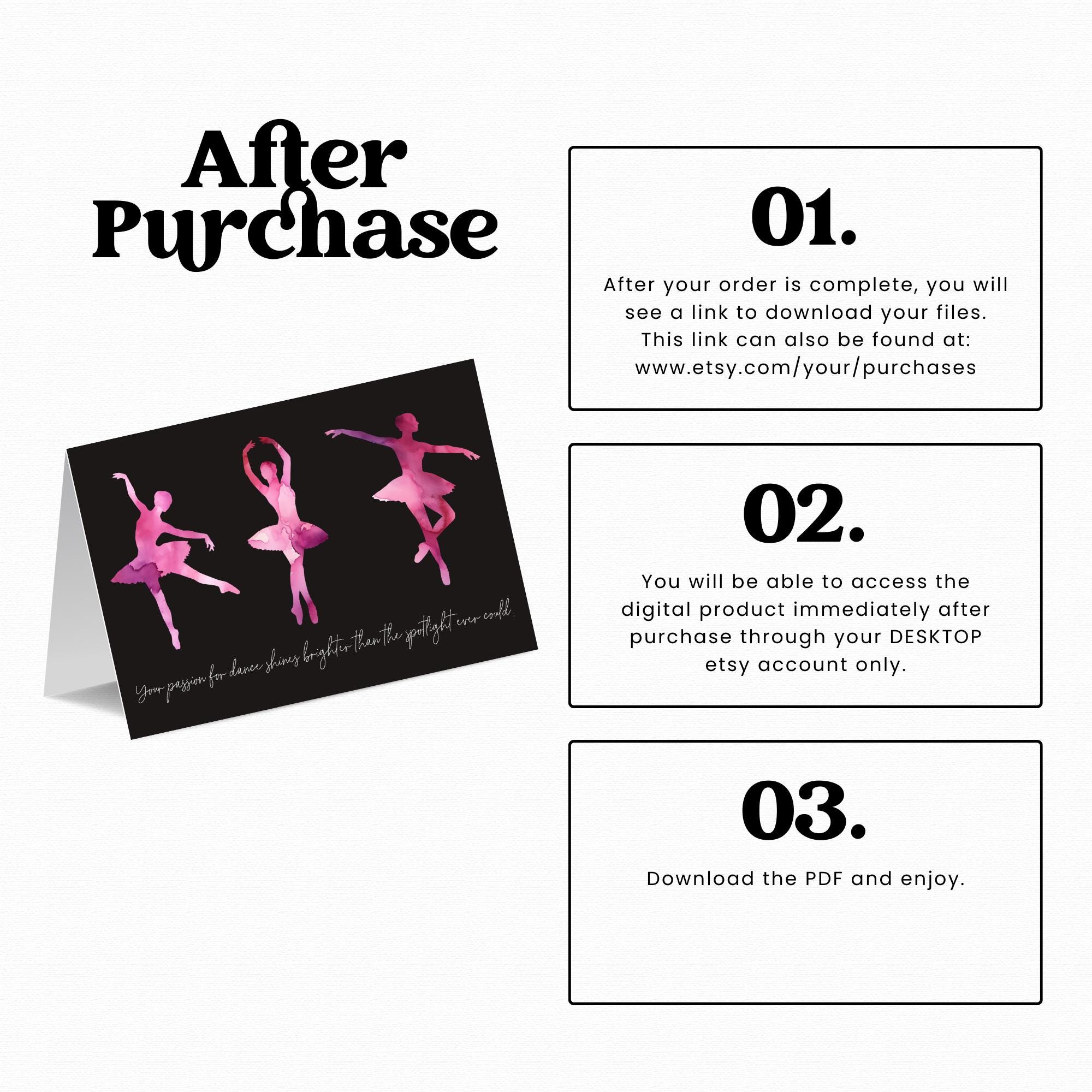 Printable Dance Recital Card, Digital Download, Dancer Gift ...
