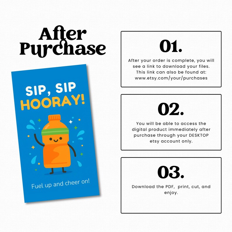 Sip Sip Hooray Gift Tag, Printable Cheer Tag for Sports Drinks or ...
