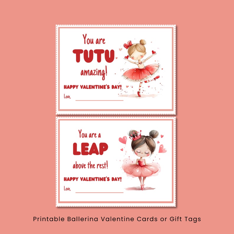 Ballerina Valentine Cards Printable Valentines for Dancers Kids Dance ...