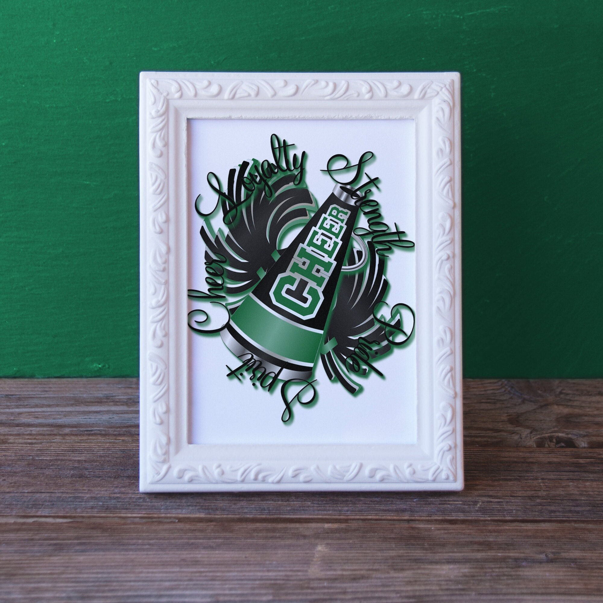 Cheerleading Printable - Green and Black - Cheer Loyalty Strength Pride ...