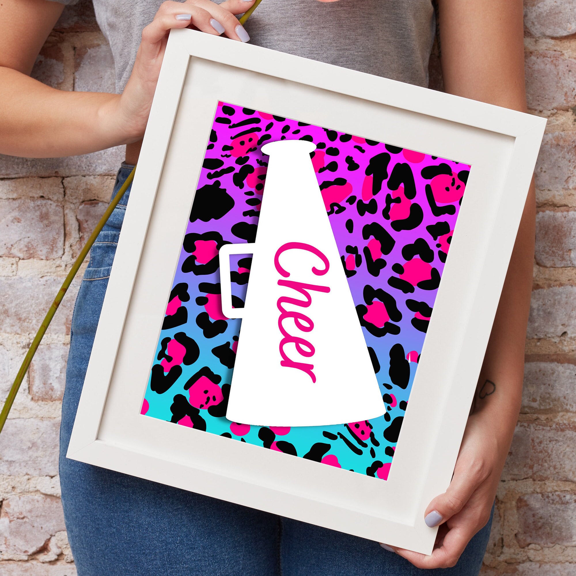 Cheerleading Printable Leopard Print Cheer Megaphone Instant Download ...