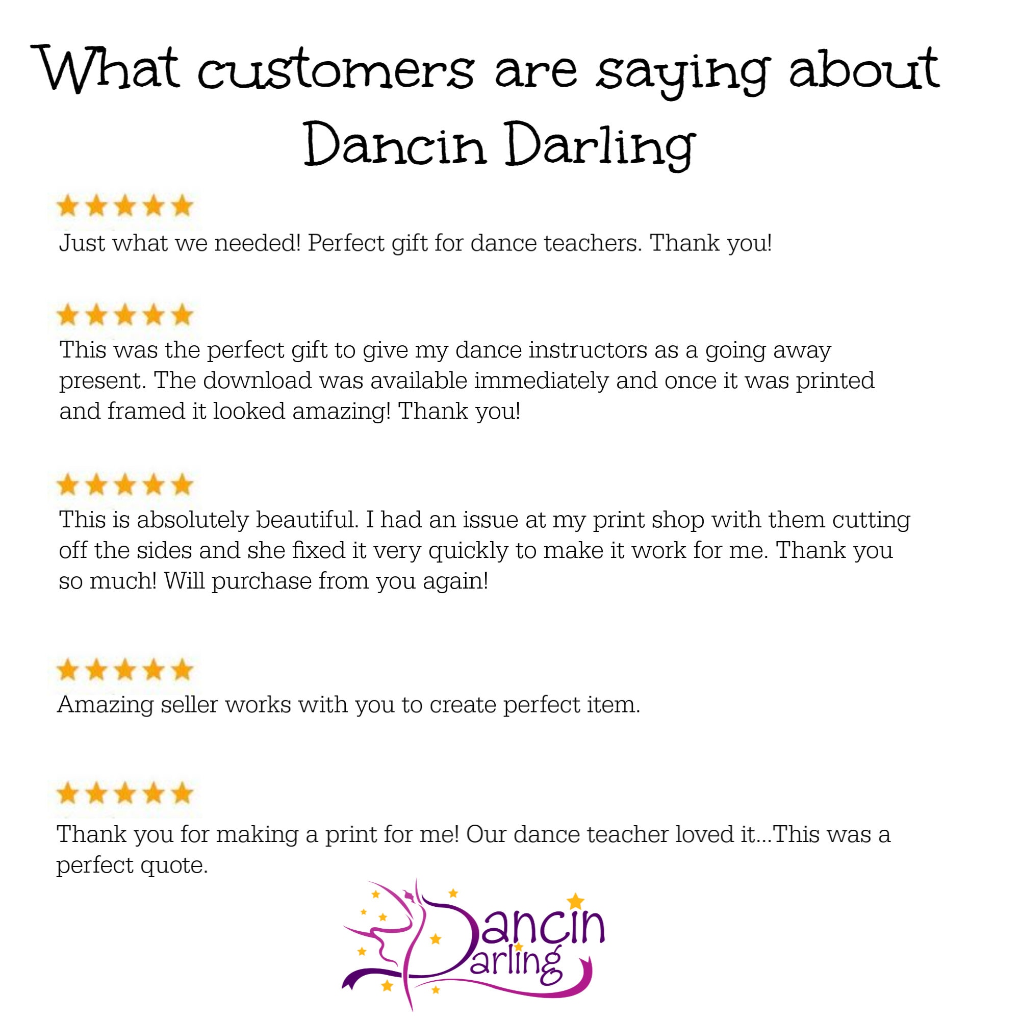 Dance Teacher Gift - Printable -end of Year Present - Instant Download ...