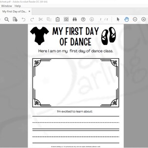 My First Day of Dance Class Worksheet - Dance Activity Page for Dance ...