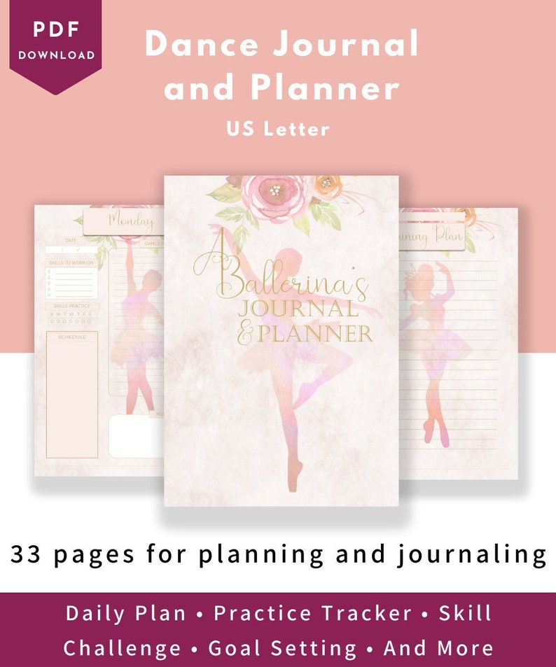 Ballerina Dance Journal - Dancer Planning Pages - Instant Download - Etsy