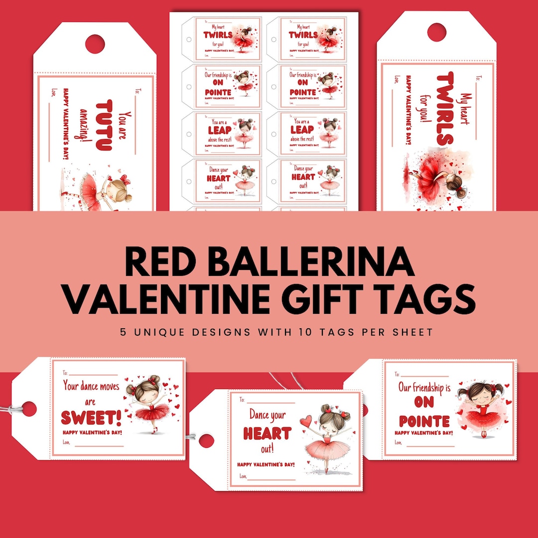 Ballerina Valentine Tags - Printable Valentines for Dancers - Kids ...