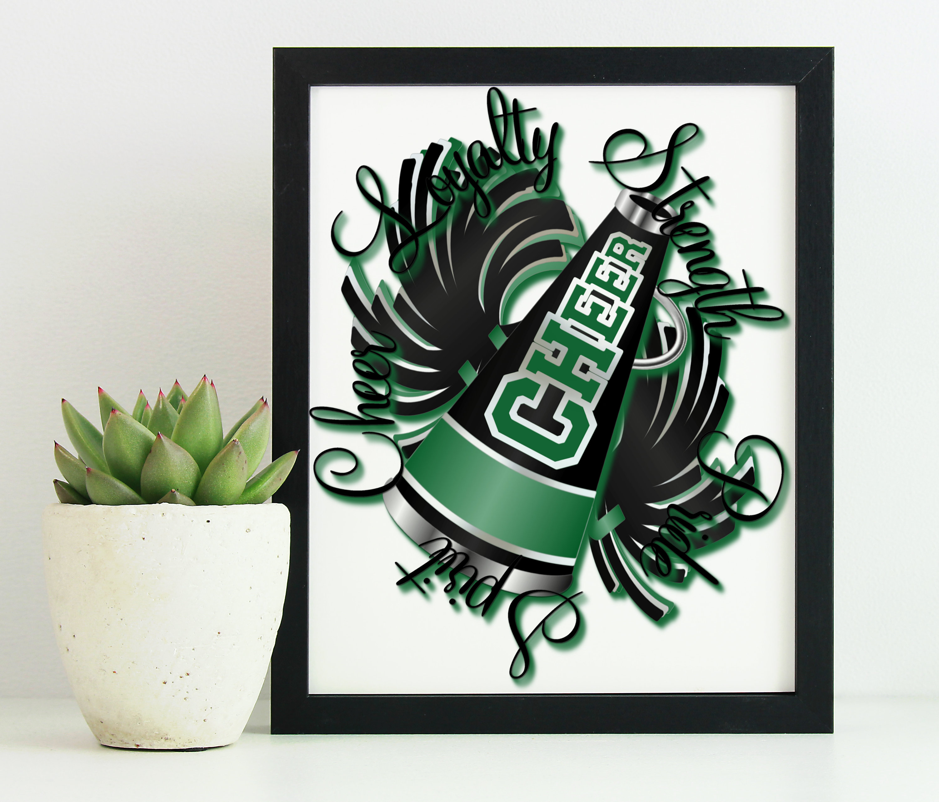 Cheerleading Printable - Green and Black - Cheer Loyalty Strength Pride ...