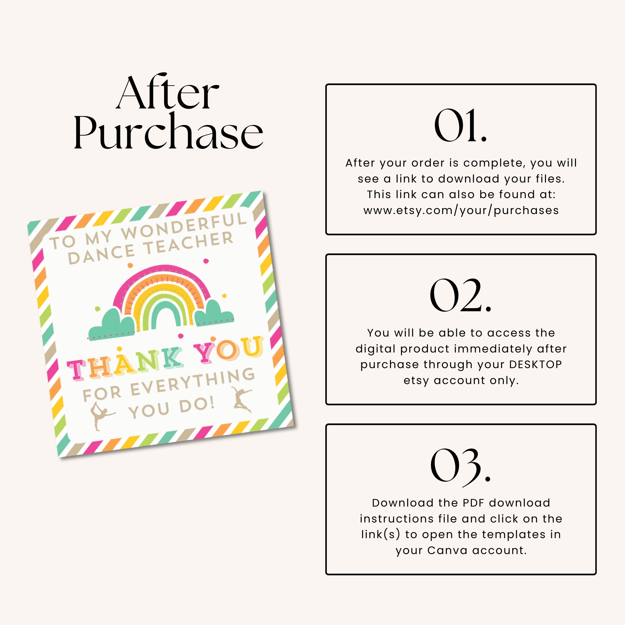 Printable Dance Teacher Gift Tags, Thank You Treat Tags, Dance Gift ...