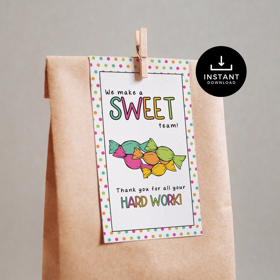 Printable Team Gift Tag, Thank You Treat Tags, Dance/drill Gift Tags, 2 ...