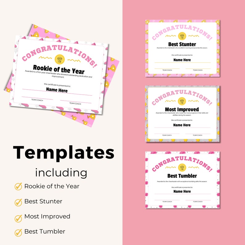 Editable Cheerleading Awards Certificate, Printable Cheer Recognition ...