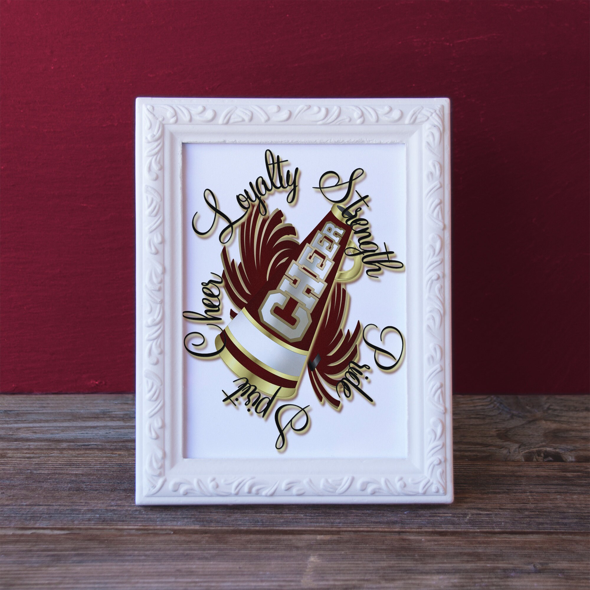 Cheerleading Printable Maroon Gold and White Cheer Loyalty Strength ...