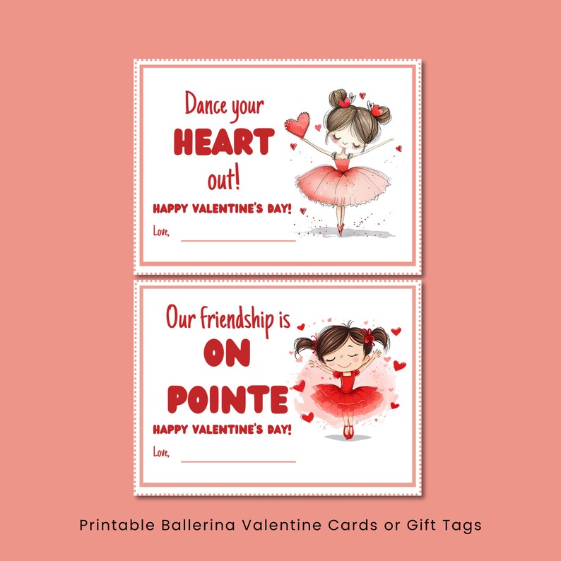 Ballerina Valentine Cards Printable Valentines for Dancers Kids Dance ...