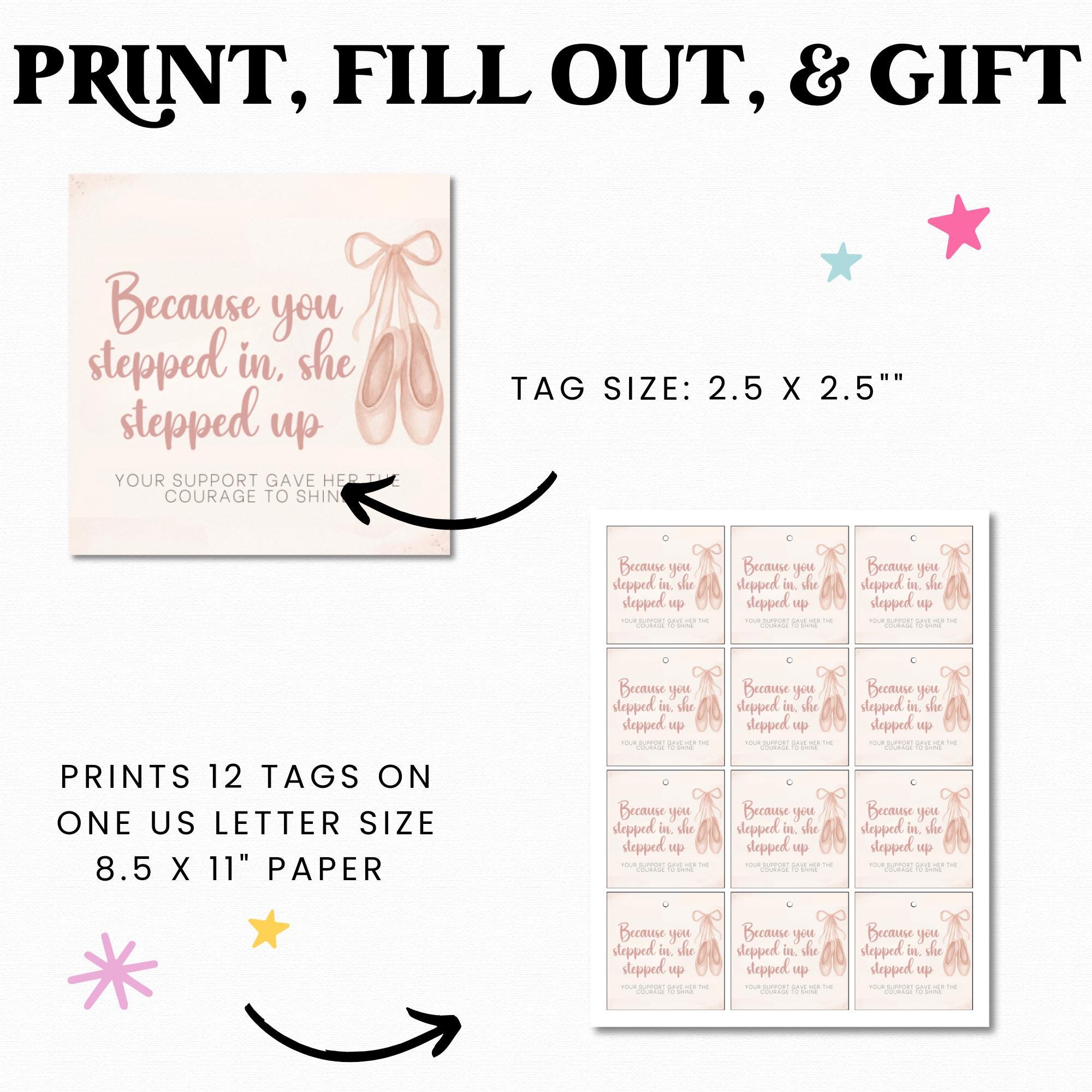 Dance Teacher Thank You Tag, Ballet Recital Gift Printable, Instant ...