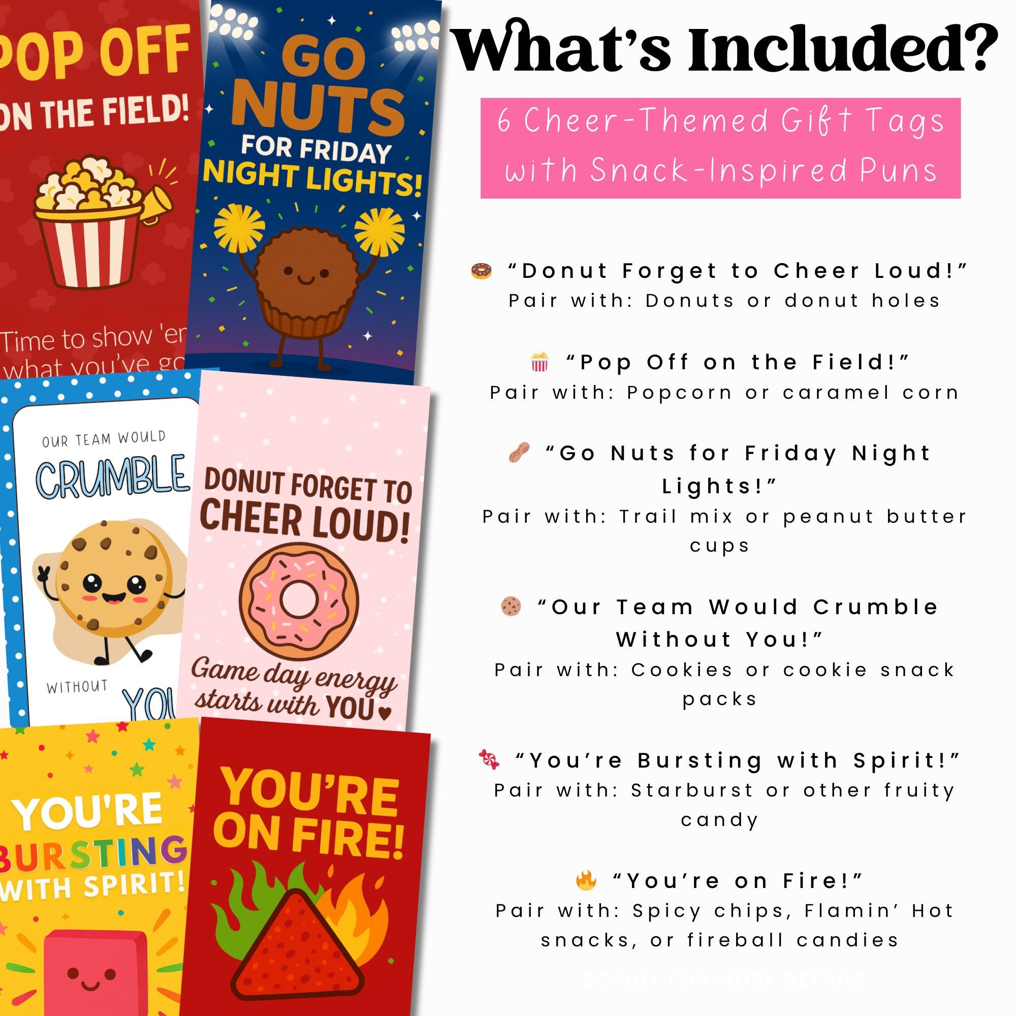 Sweet & Salty Cheer Gift Tags, Printable Spirit Tags for Team Treats ...
