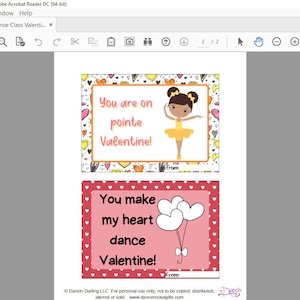 Dance Class Valentine Cards - Printable Valentines for Dancers ...