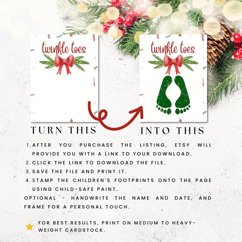 Christmas Footprint Art Craft, Dance Christmas Gift, Printable ...