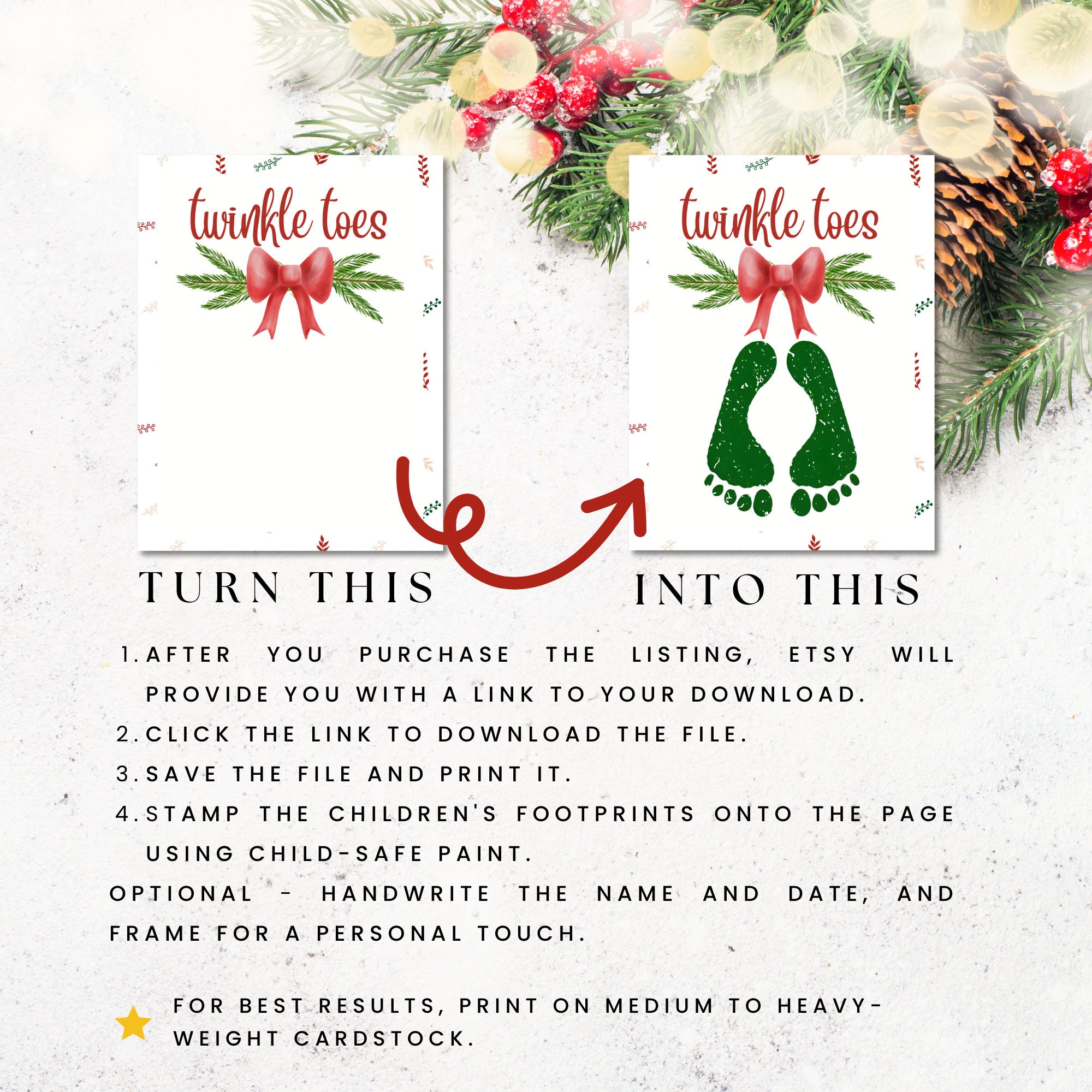 Christmas Footprint Art Craft, Dance Christmas Gift, Printable ...