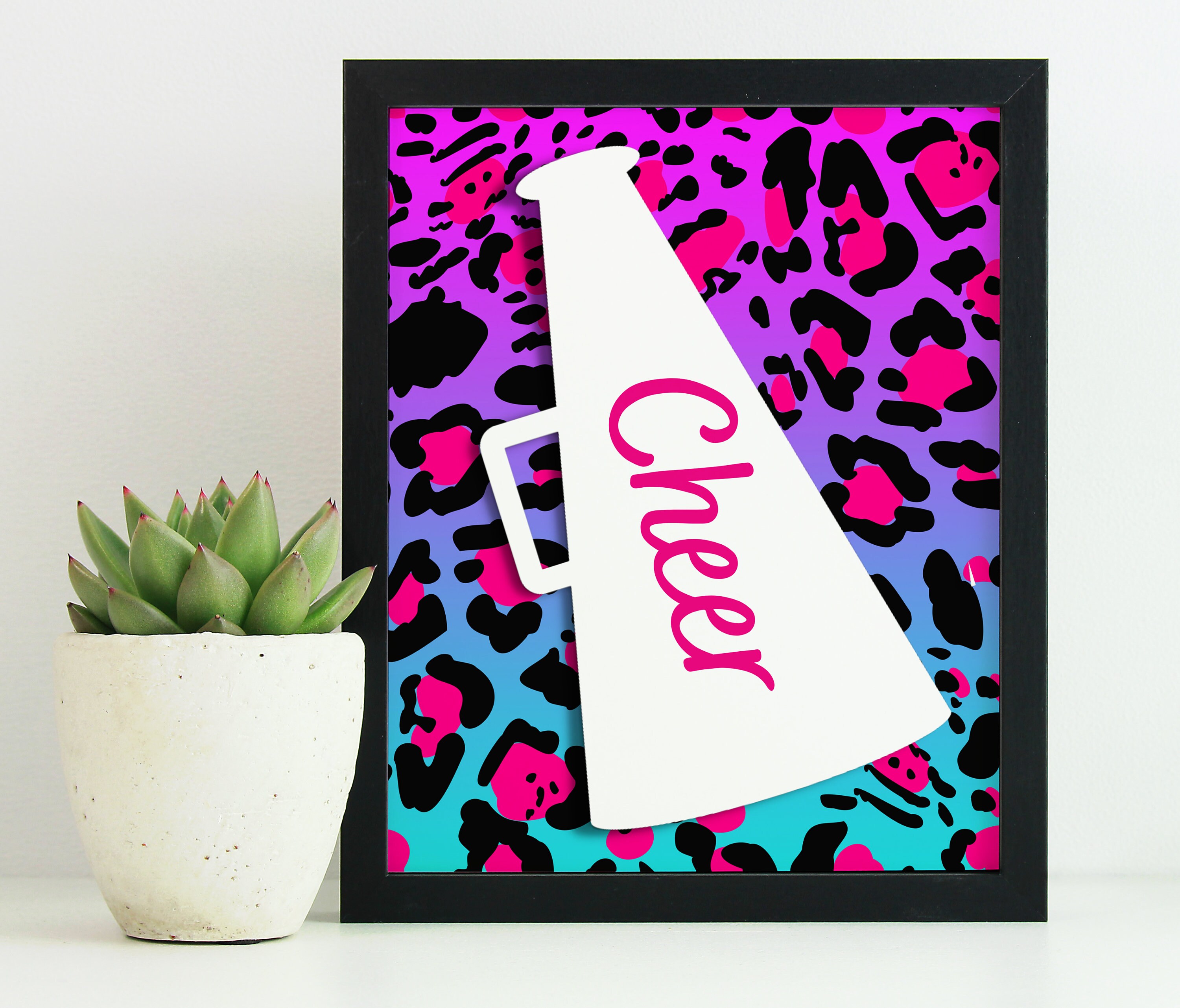 Cheerleading Printable Leopard Print Cheer Megaphone Instant Download ...
