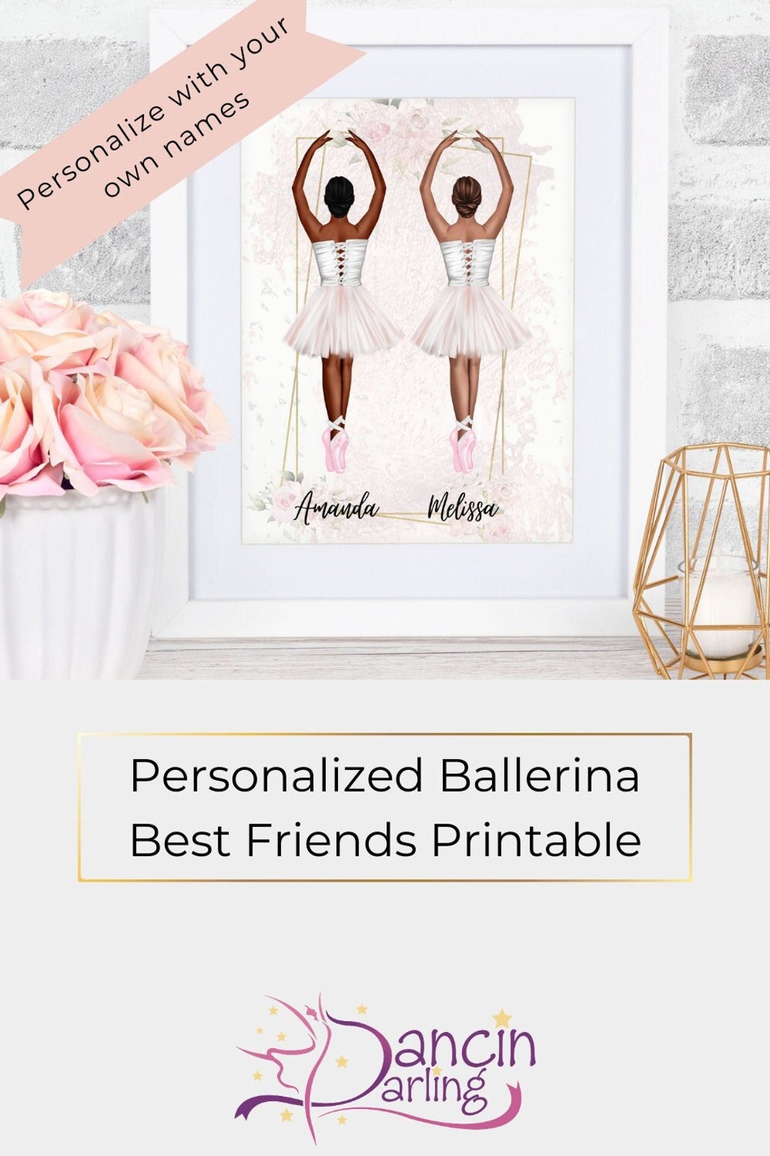 Personalized Ballerina Printable, Best Friends Gift, Ballet Wall Art ...