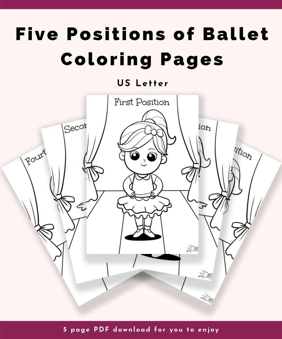 Five Positions of Ballet Coloring Book - Dance Class Printables - Dance ...