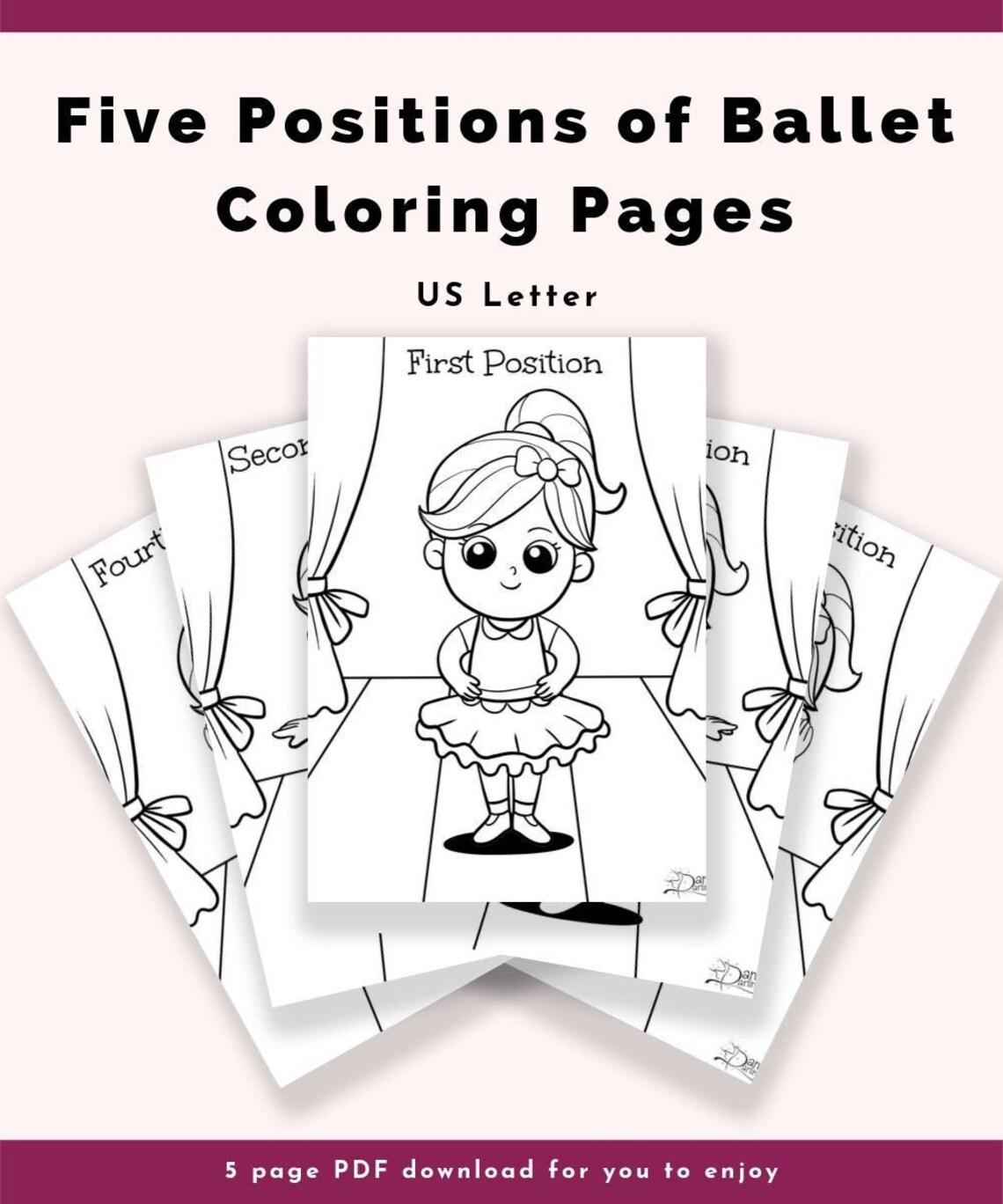Five Positions of Ballet Coloring Book - Dance Class Printables - Dance ...
