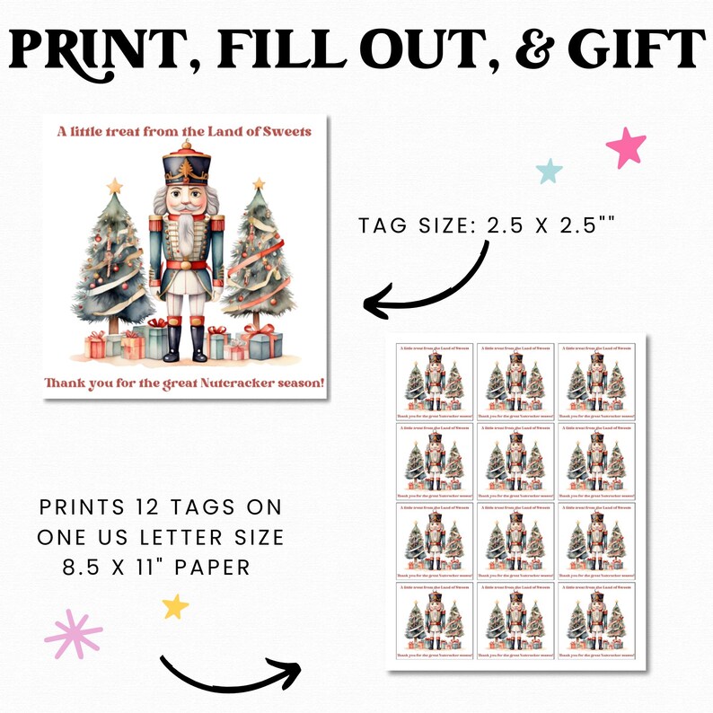 Nutcracker Ballet Thank You Gift Tag,a Treat From the Land of Sweets ...