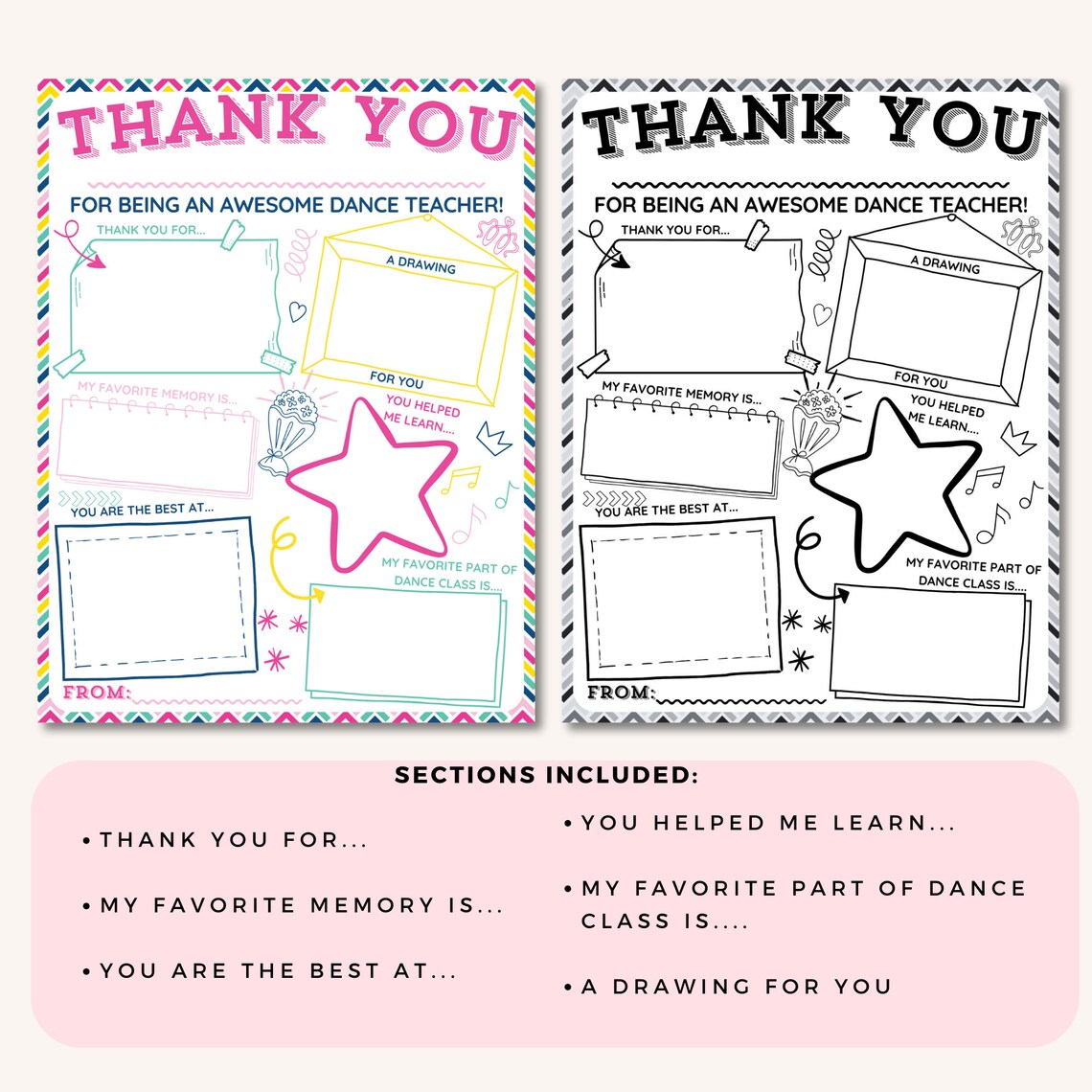 Dance Teacher Appreciation Printable - Fill in the Blank Thank You ...