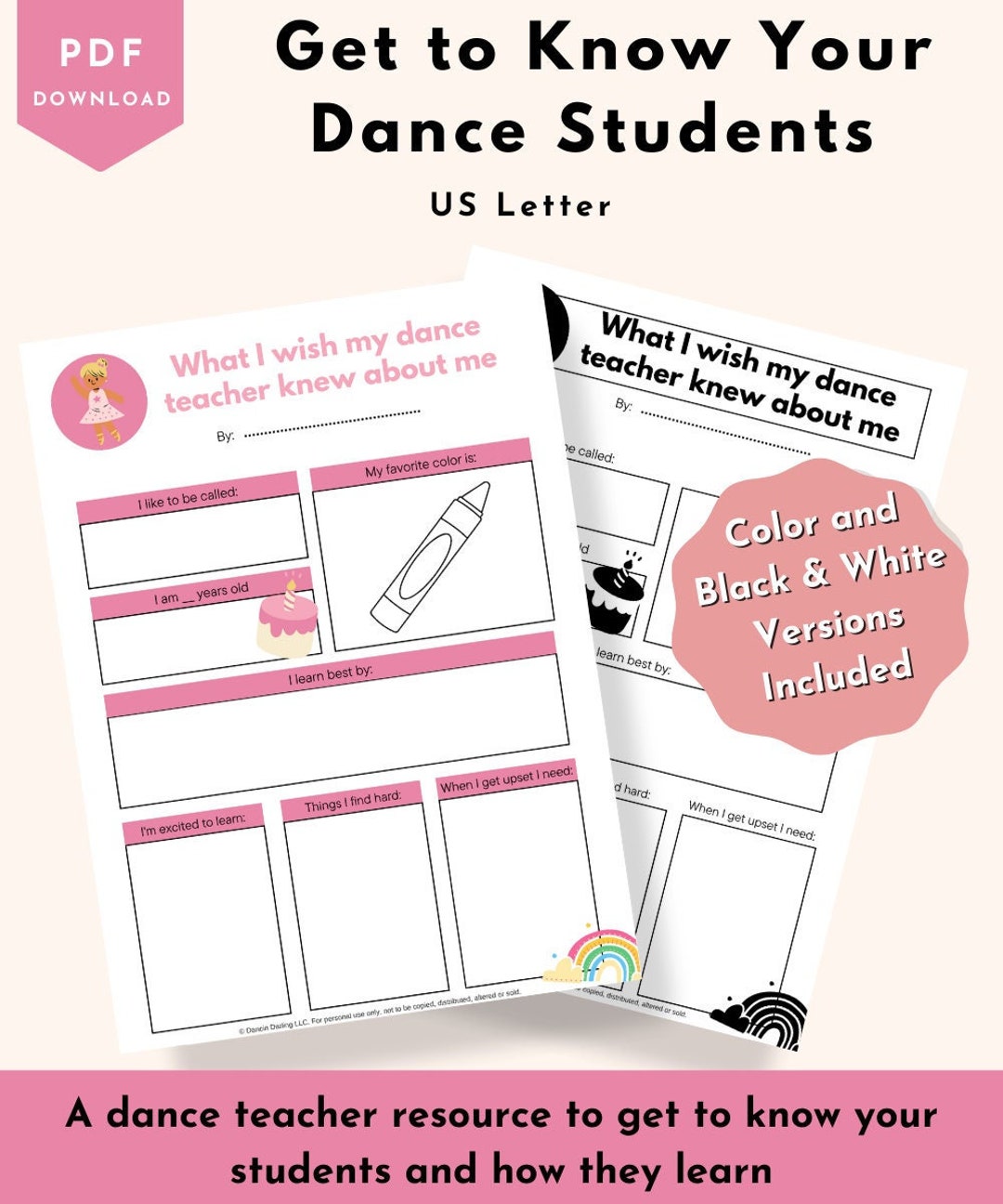 Get to Know Your Dance Students Worksheet - Dance Activity Page for ...