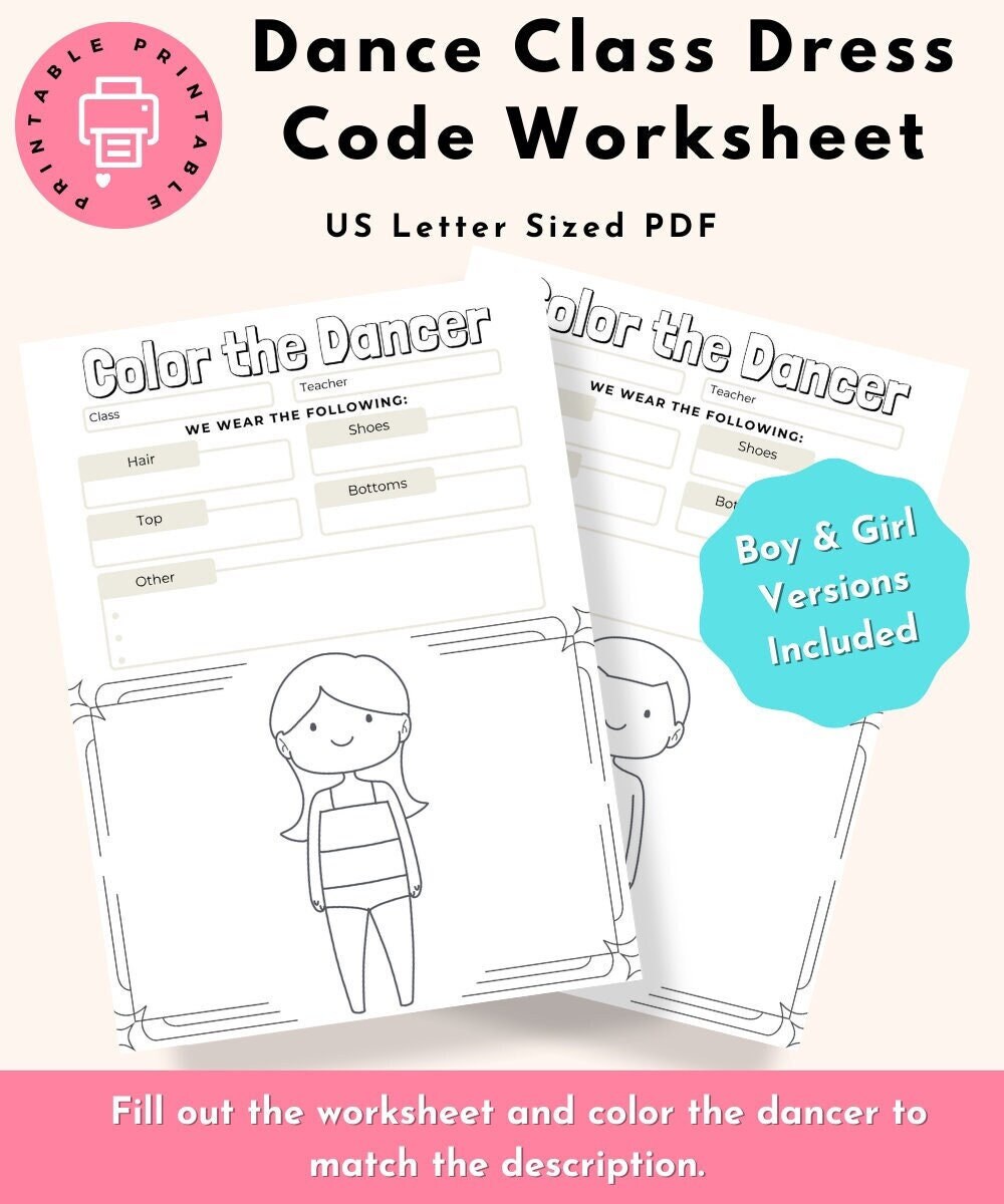 Dance Class Dress Code Worksheet - Color the Dancer Activity Page for ...