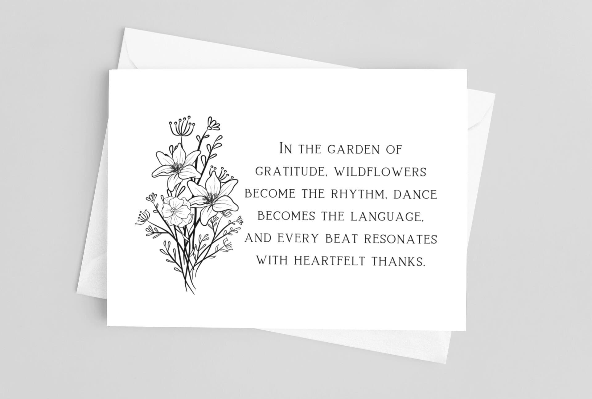 Wildflower Dance Thank You Card - A2 - Instant Download - Dance Recital ...
