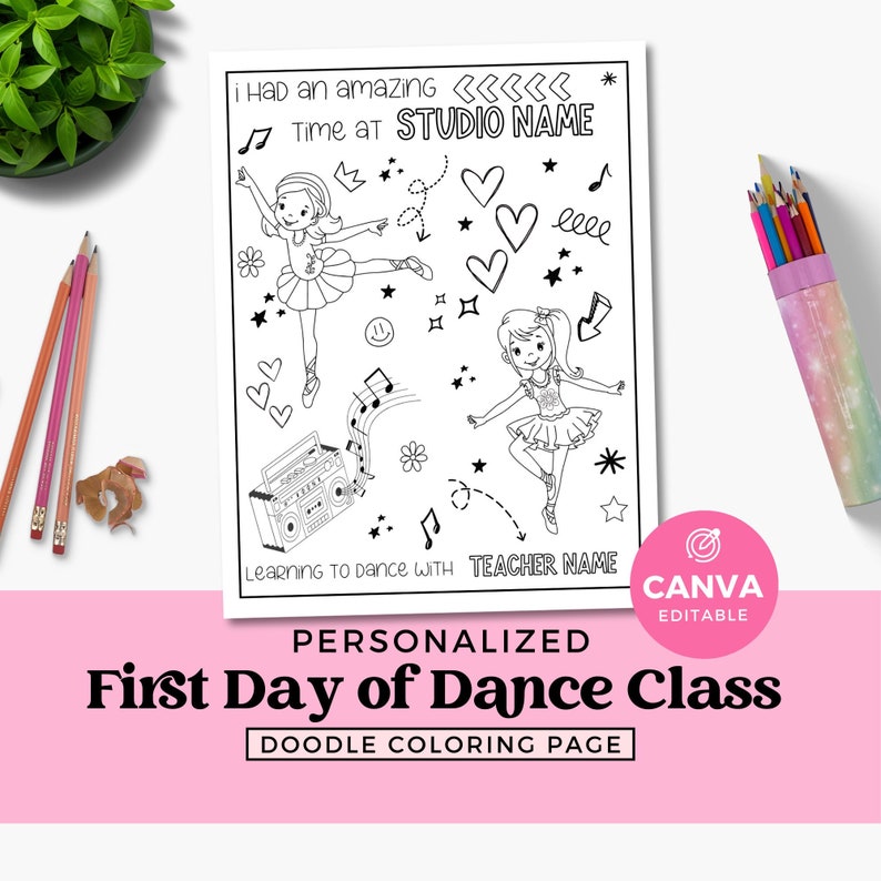 Editable First Day of Dance Class Coloring Page, Dance Teacher ...