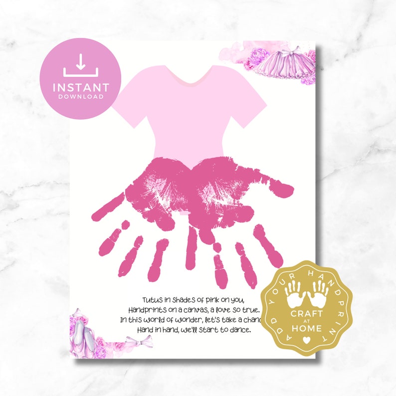 Tutu Handprint Art Craft, Handmade Dance Art Gift, Printable Dance ...