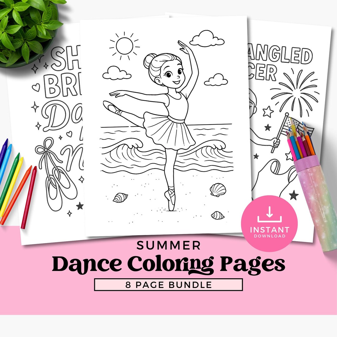 Summer Dance Coloring Pages for Kids, Ballet Dancer Activity Printables ...