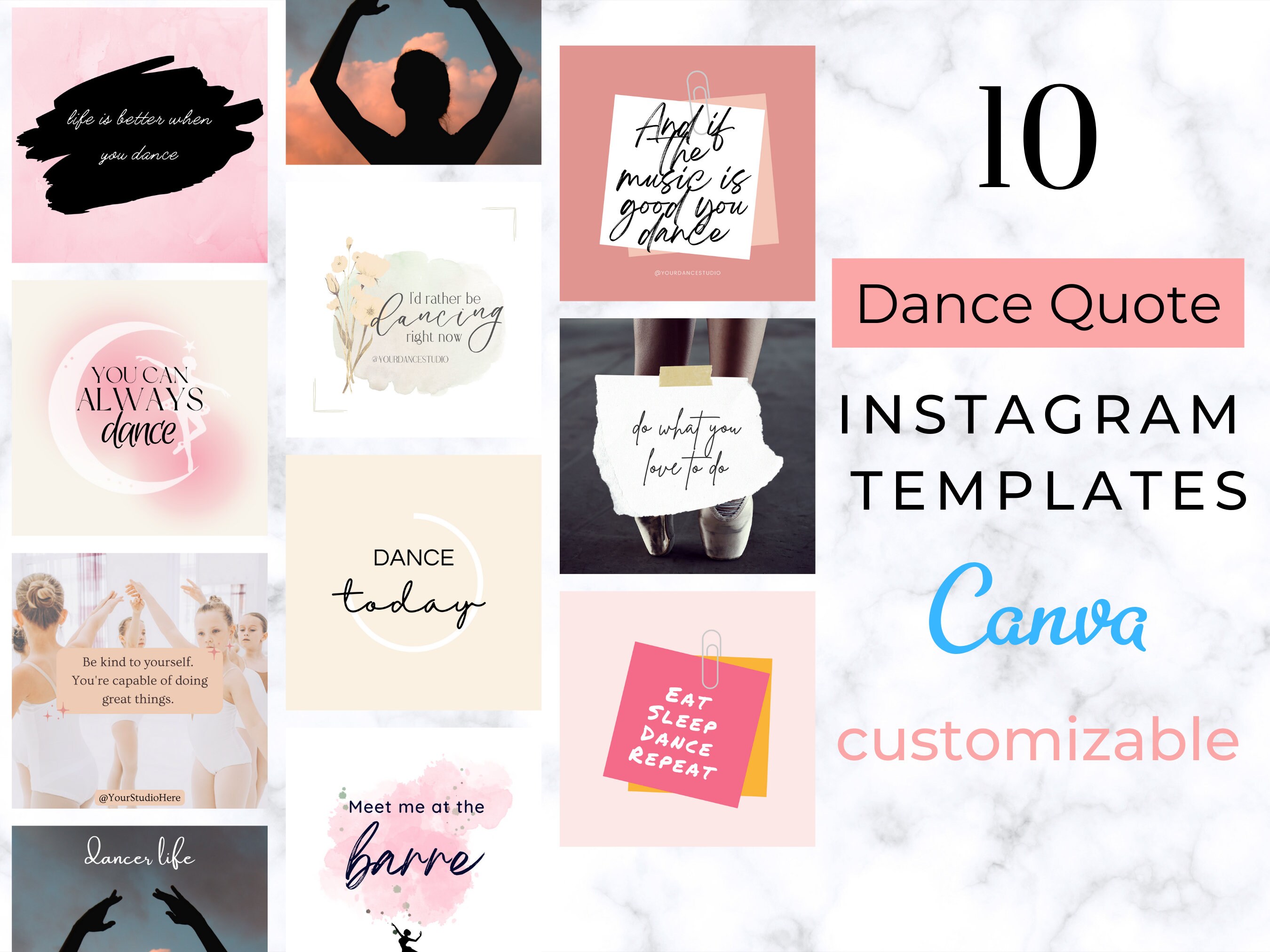 10 Dance Quote Instagram Post Templates for Dance Studio, Canva ...