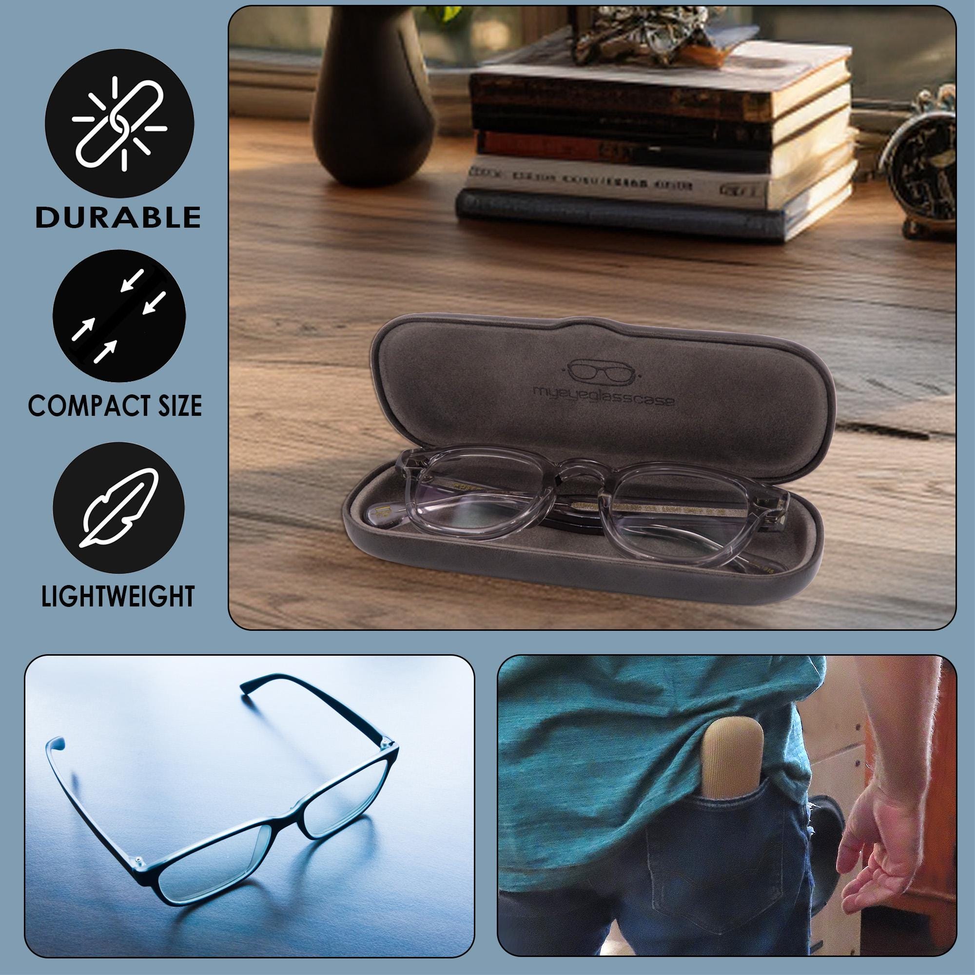 Slim Readers Hard Eyeglass Case: Dark Grey Reading Glasses Holder With ...