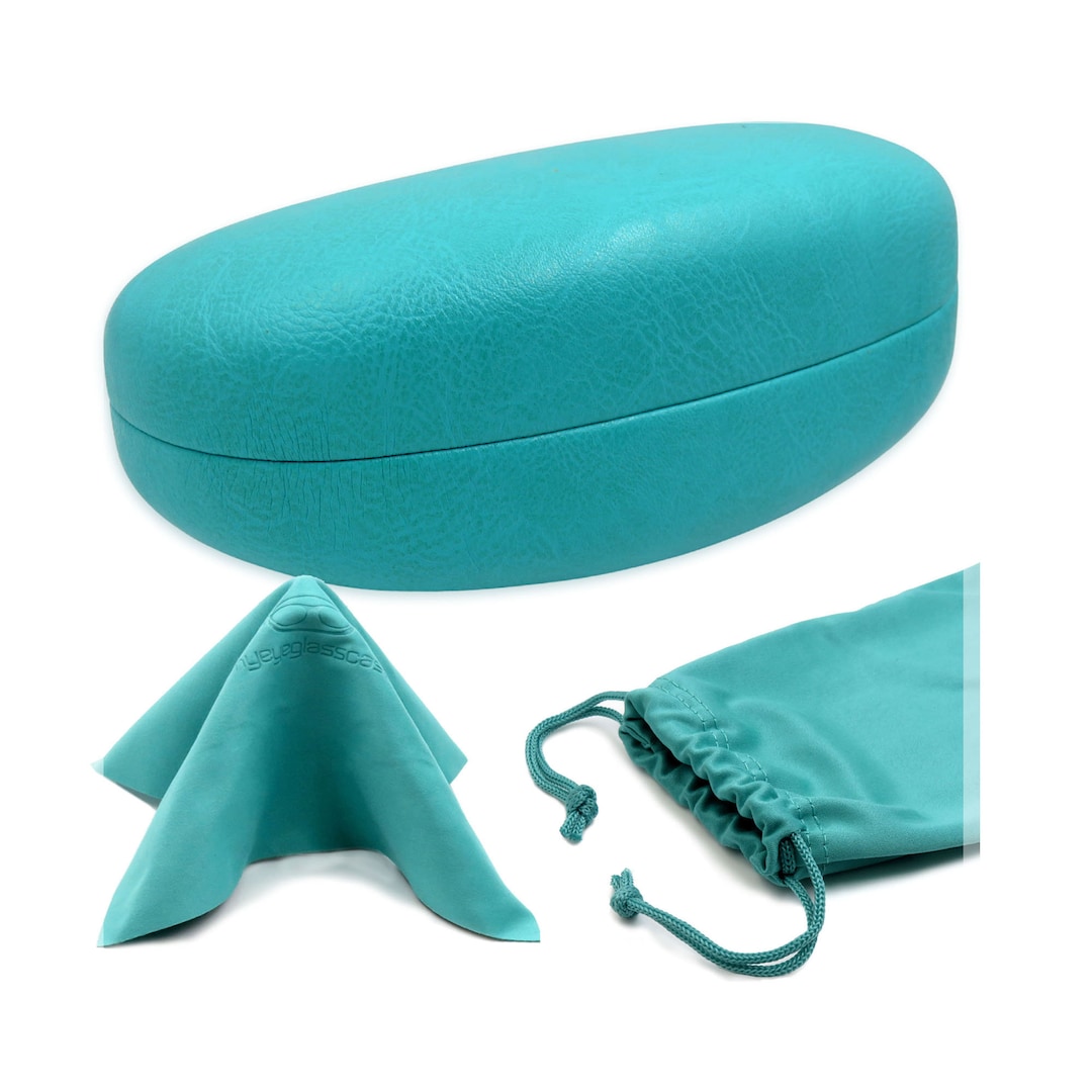 Turquoise Hard Sunglasses Case: Large Eyeglass Holder With Pouch ...