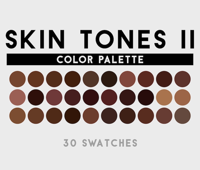 Skin Tones II Dark Skin Tones Color Palette for Procreate, Adobe ...